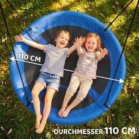 Outsunny Ø110cm venkovní hnízdo, do 150 kg, nastavitelná dětská houpačka, ocel, modrá | Aosom.de