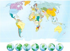 Obrazová fototapeta na zeď čtyřdílná FT 1454 mapa světa