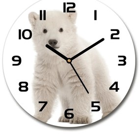 Wallmuralia Skleněné hodiny kulaté Polární medvídek fi 30 cm