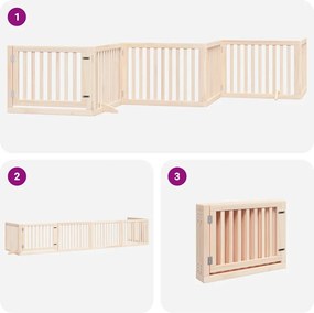 Zábrana pro psy s dvířky skládací 6 panelů 480 cm topol 3155665