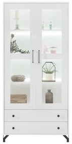 Stojící vitrína Degory 90 DG02, Osvětlení: osvětlení LED - bílé, Barva: bílý / bílý lesk
