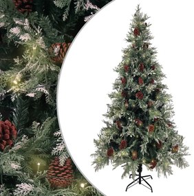 Vánoční stromek s LED diodami a šiškami zelený 225 cm PVC a PE,  344298 HangarStore.cz