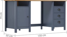 Psací stůl Hill šedý 150 x 50 x 74 cm masivní borové dřevo 289001