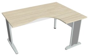 Stůl ergo vlna levý 160×120/80 cm - Hobis Cross CE 2005 L Dekor stolové desky: akát, Dekor lamino podnože: bílá, Barva nohou: Stříbrná