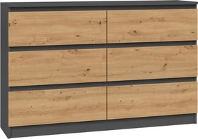 FALCO Komoda Malvína M6 120 antracit/dub artisan
