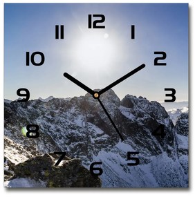 Wallmuralia Skleněné hodiny na stěnu Zima v Tatrách 30x30 cm