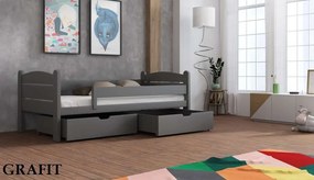 Masivní postel MATĚJ 90x190  cm s úložným prostorem  - GRAFIT