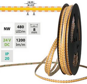 LED pásek McLED 24V COB neutrální bílá 480LED/m 12W/m CRI90 8mm ML-126.122.90.2