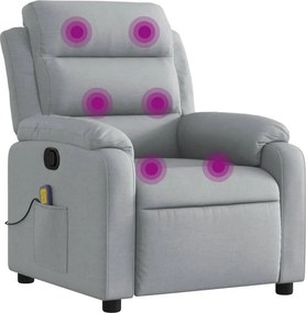 Masážní křeslo s polohovacím mechanismem, světle šedé, látkové 3205723