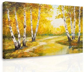 Obraz malované břízy Velikost (šířka x výška): 120x80 cm