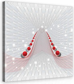 Obraz 80x80 Geometrický tanec červené a bílé barvy v moderním interiéru