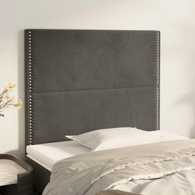 Čelo postele tmavě šedé 90x5x118/128 cm sametové 3116229