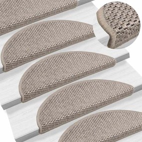 Samolepicí nášlapy na schody sisal 15 ks 56x17x3 cm stříbrné 326859