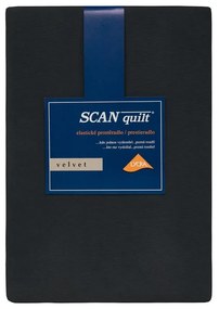 SCANquilt napínací prostěradlo VELVET ELASTIC LYCRA tmavě šedá 90 x 200 cm