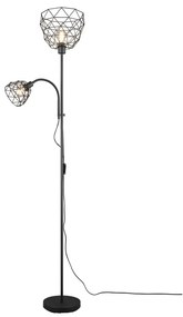 Černá stojací lampa s kovovým stínidlem (výška 180 cm) Haval – Trio