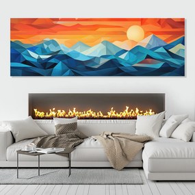 Obraz na plátně - Zimní vrcholky hor, abstrakce FeelHappy.cz Velikost obrazu: 120 x 40 cm