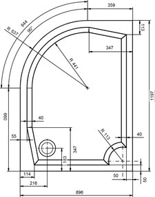 Gelco Riva GR12090R sprchová vanička 120 x 90 x 4 cm litý mramor pravá