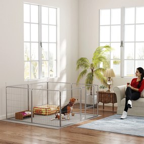 PawHut Ohrada pro psy, ohrada pro psy, hřiště pro domácí zvířata, flexibilně přizpůsobitelné, nerezová ocel D06-255V01SR