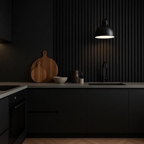 3D Dřevěné lamely na zeď na filci 255x46cm - ČERNÉ