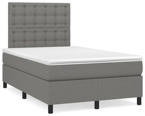Box spring postel s matrací a LED tmavě šedá 120x190 cm textil