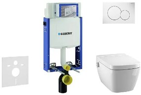 Geberit Kombifix - Modul pro závěsné WC s tlačítkem Sigma01, alpská bílá + Tece One - sprchovací toaleta a sedátko, Rimless, SoftClose 110.302.00.5 NT1