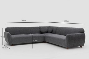 Designová rohová sedačka Jamiya 280 cm tmavě šedá - levá