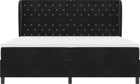 Postel s boxspringem s matrací s čelo Černý 200 x 200 cm samet 3340894