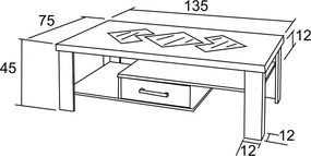 Bradop Konferenční stolek Viktor K110 se zásuvkou | Provedení: DB - dub bordeaux