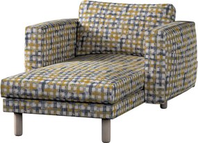 Potah na IKEA Norsborg šezlong s loketními opěrkami barva modrá látka pletený vzor, vzorované
