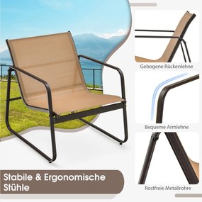 Costway 3-Piece Patio Conversation Set Venkovní sada kovových židlí a stolu