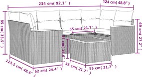 7dílná zahradní sedací souprava s poduškami černá polyratan 3258199