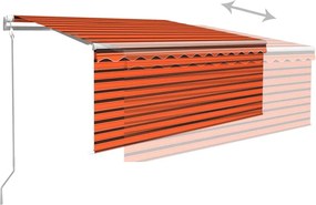Automatická markýza roleta LED senzor větru 3,5x2,5 m oranžová 3069295