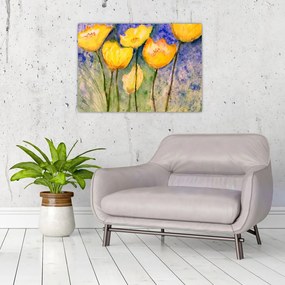 Skleněný obraz - Žluté tulipány (70x50 cm)