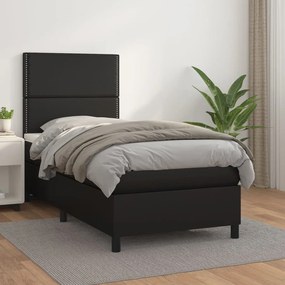 Box spring postel s matrací černá 100x200 cm umělá kůže