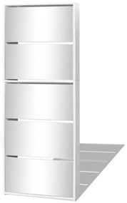 Botník pětipatrový, zrcadlový, bílý 63x17x169,5 cm - Default Title