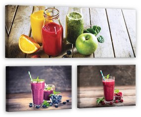 Postershop Obraz na plátně: Ovocné smoothie - set 1ks 80x30 cm a 3ks 37,5x24,8 cm
