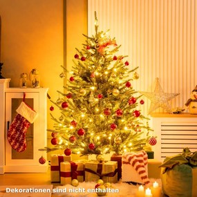 Costway 136 cm Umělý vánoční stromeček s osvětlením a 180 Teplá bílá LED světla
