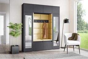 Eka Předsíňová stěna s čalouněnými panely Trinity 32 - Grafit / Žlutá 2318