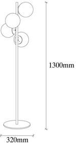 Stojací lampa v černo-zlaté barvě se skleněným stínidlem (výška 130 cm) Faze – Opviq lights