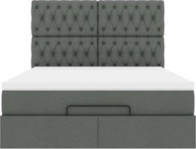 Osmanský rám postele s matrací tmavě šedá 140x190cm textil 3313238