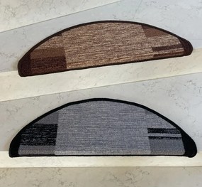 Vopi koberce Nášlapy na schody Geneve šedý půlkruh, samolepící - 28x65 půlkruh (rozměr včetně ohybu)