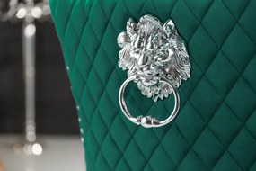Noble Home Smaragdová sametová židle se lví hlavou Castle Deluxe
