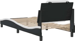 Rám postele bez matrace Zadar černý a bílý 90 x 200 cm umělá kůže 3208161