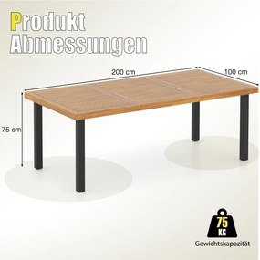Costway Zahradní stůl s otvorem na slunečník pro 8 osob Velký na terasu