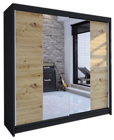 Šatní skříň TALIN II šířka 180 cm - černá/dub artisan