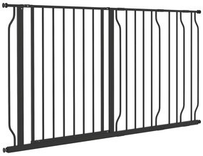 PawHut Bezpečnostní branka pro psy PawHut, 75-145 cm, nastavitelná, otevírání do dvou směrů, dvojité zamykání, montáž bez vrtání, ABS, ocel, černá| A…