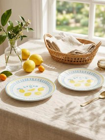 Sinsay - Keramické talíře s motivem citronů 2 pack - modrá