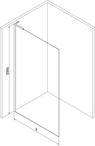 Mexen Kioto L, sprchová zástěna Walk-In 100 x 200 cm, 8mm čiré sklo černý vzor, ​​grafitový profil, 800-100-103-95-78
