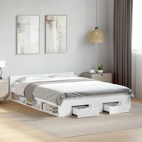 Rám postele se zásuvkami bílý 135 x 190 cm kompozitní dřevo 3280769
