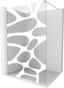 Mexen Kioto, sprchová zástěna Walk-In 110 x 200 cm, 8mm čiré sklo bílý vzor, ​​broušená ocel profil, 800-110-101-97-97